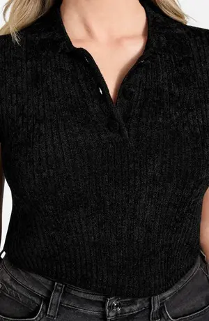 Guess Mona Chenille Polo Sweater - Black-black