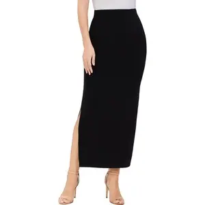 KIMI + KAI Side Slit Knit Maxi Skirt - Black