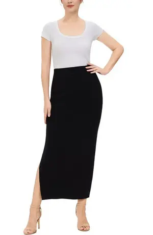 KIMI + KAI Side Slit Knit Maxi Skirt - Black