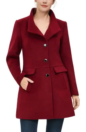 KIMI + KAI Olivia Wool Blend Walking Coat - Wine