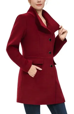 KIMI + KAI Olivia Wool Blend Walking Coat - Wine
