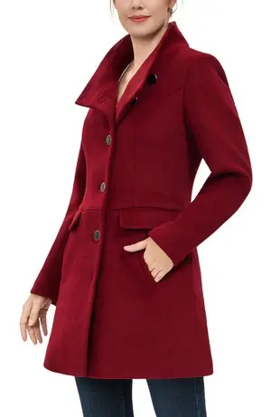 KIMI + KAI Olivia Wool Blend Walking Coat - Wine