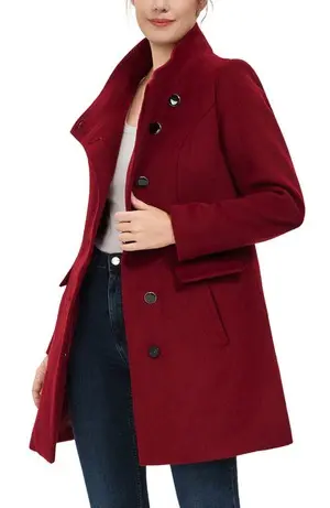 KIMI + KAI Olivia Wool Blend Walking Coat - Wine