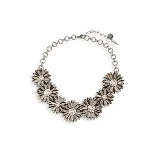 Deepa Gurnani Erena Flower Statement Necklace - Gunmetal