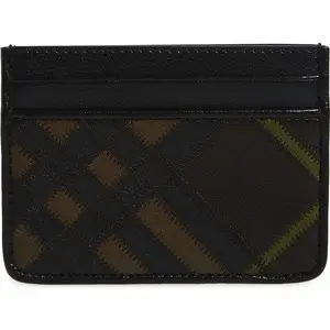 Burberry Sandon Check Leather Card Case - Peat