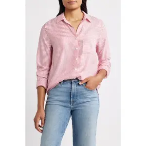 BEACHLUNCHLOUNGE Eden Long Sleeve Button-up Shirt - Kir Royale