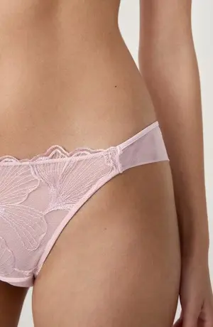 ETAM Prelude Embroidered Tulle Tanga - Powder Pink