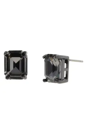 Kurt Geiger Square Crystal Stud Earrings - Black Diamond