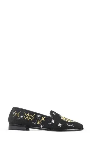 BYPAIGE Celestial Zodiac Needlepoint Loafer - Black