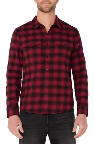 LIVERPOOL Plaid Flannel Button-up Shirt - Crimson Multi