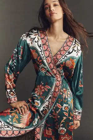 Farm Rio Long Sleeve Printed Wrap Midi Dress - Toucan Lovee