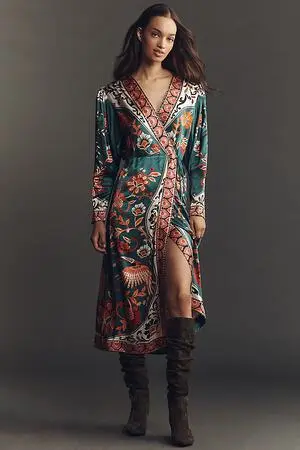 green long sleeve pleated dress Double Second Green Long Sleeve Lace Pleated Dress – Tradegala main image 1