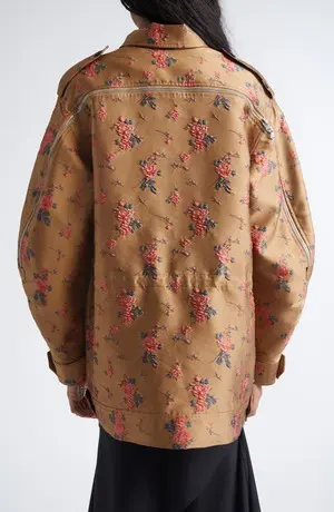 Monse Floral Embroidered Satin Utility Jacket