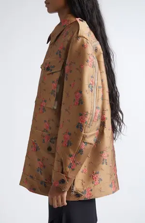Monse Floral Embroidered Satin Utility Jacket