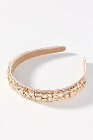 Anthropologie Satin Gem Headband - Gold