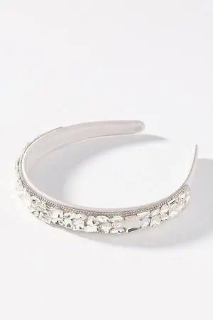 Anthropologie Satin Gem Headband - Silver