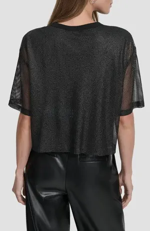 Dkny Mesh Overlay Logo Top