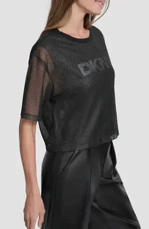 Dkny Mesh Overlay Logo Top