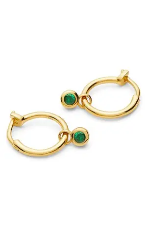 MISSOMA Tennis Charm Mini Hoop Earrings - Gold/green