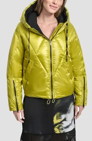 Dkny Cropped Hooded Puffer Jacket