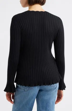 Wit & Wisdom Soutache Ribbed Sweater - Black