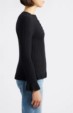 Wit & Wisdom Soutache Ribbed Sweater - Black