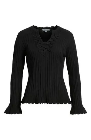 Wit & Wisdom Soutache Ribbed Sweater - Black