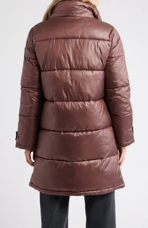 Sam Edelman Puffer Coat With Removable Hood - Mocha