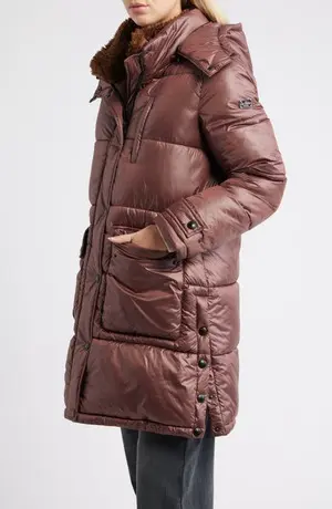 Sam Edelman Puffer Coat With Removable Hood - Mocha