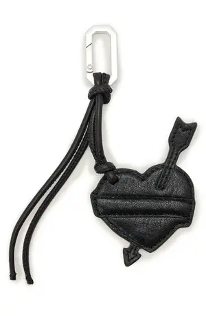 ALLSAINTS Leather Heart Keyring - Black
