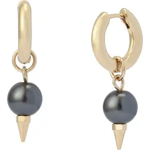 ALLSAINTS Spike Drop Hoop Earrings - Gold/grey Pearl