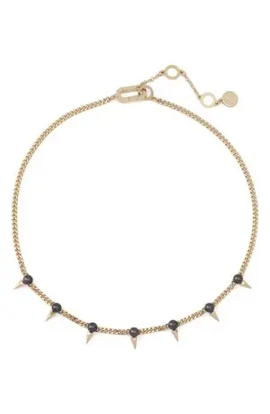 ALLSAINTS Spike And Faux Pearl Necklace - Gold/grey Pearl