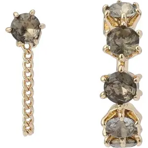 ALLSAINTS Crystal Mismatched Hoop And Drop Earrings - Gold/black Diamond