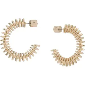ALLSAINTS Zipper Tooth Hoop Earrings Shiny Gold