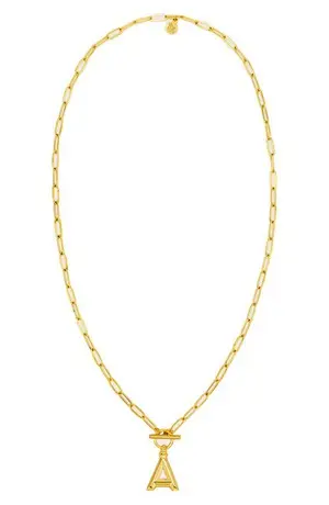 PETIT MOMENTS Paper Clip Initial Toggle Necklace