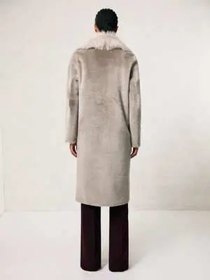 REISS Elia Shearling And Leather Coat - Neutral