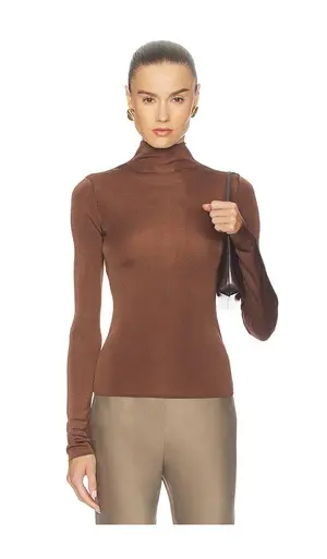 L'academie Syndi Knit Turtleneck Top - Brown