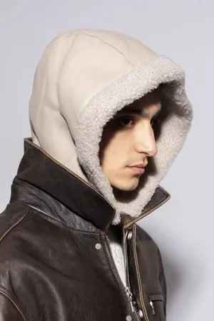 Bogner Leather Hood With Shearling Trim