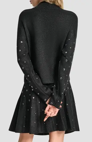 Dkny Studded Metallic Mock Neck Pullover