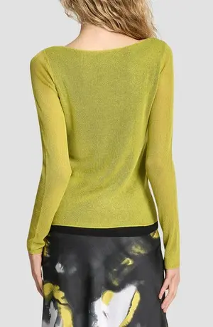 Dkny Double Layer Boat Neck Sweater - Citronella/black