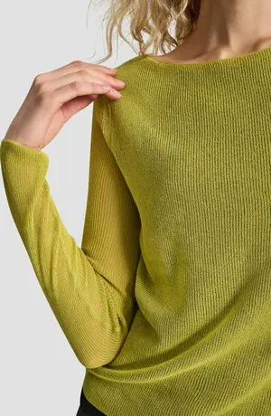 Dkny Double Layer Boat Neck Sweater - Citronella/black