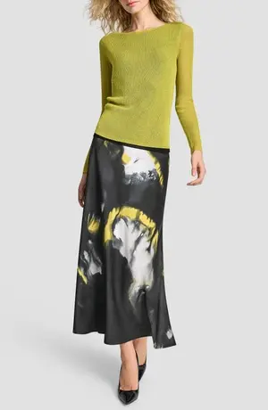 Dkny Double Layer Boat Neck Sweater - Citronella/black