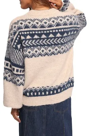 PETAL & PUP Fair Isle Crewneck Sweater - Navy
