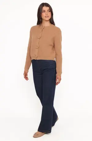 PETAL & PUP Jones Rosette Cardigan - Mocha