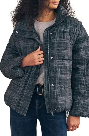 NEXT Plaid Puffer Jacket - Blue