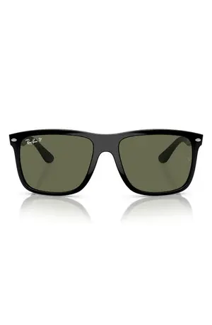 Ray-ban 60mm Polarized Square Sunglasses - Black/polar Green