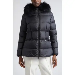 Moncler Boed Down Puffer Jacket With Shearling Trim