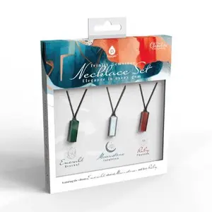 PURSONIC Trinity Gemstone Necklace Set - Multicolor