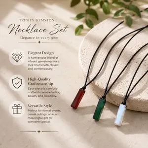 PURSONIC Trinity Gemstone Necklace Set