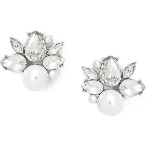 OLIVE & PIPER Fanned Floral Stud Earrings - Silver